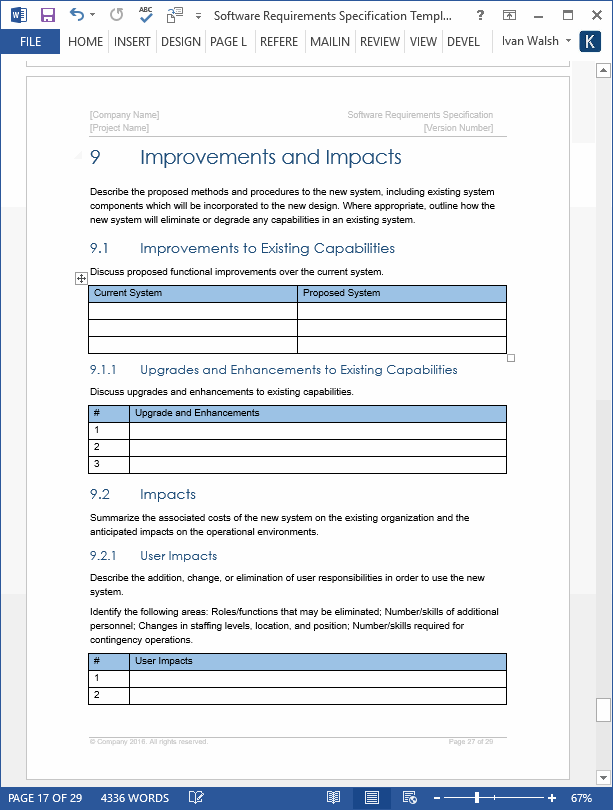 Software Requirements Specification Template
