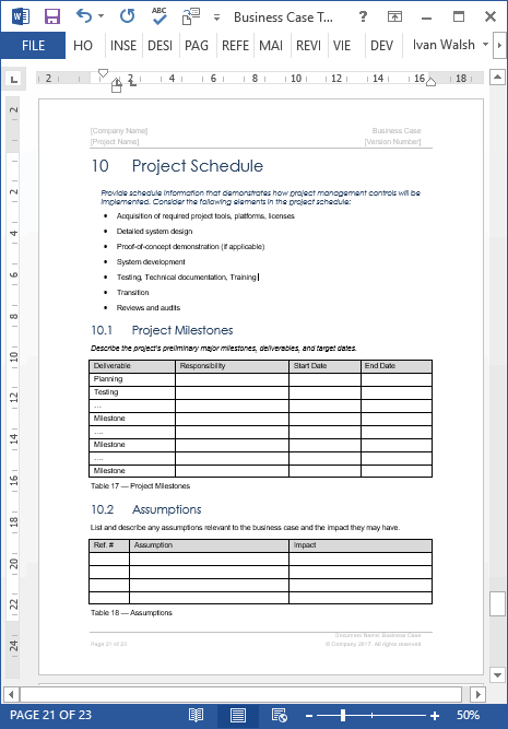 Business Case Template MS Word 22 Pages Business Case Template MS Word 22 Pages