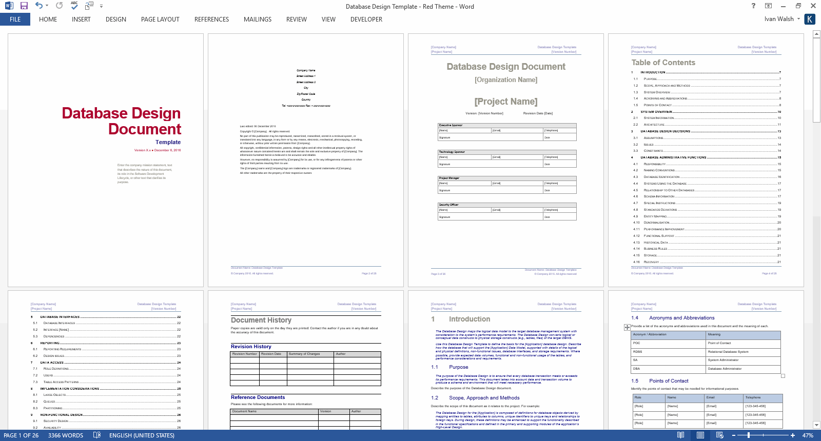 Database Design Document Template Software Development Templates