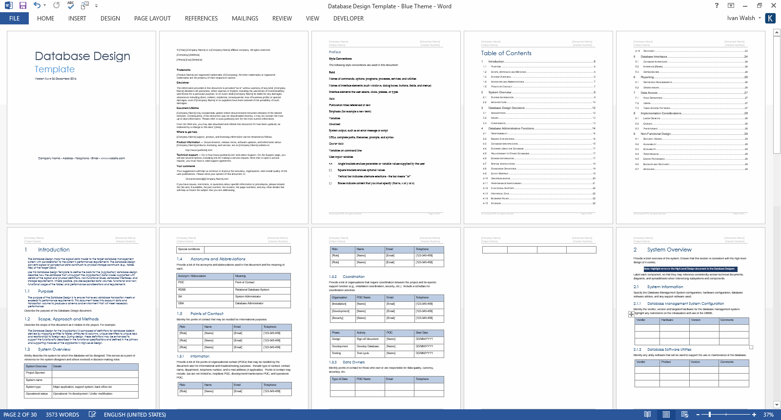 Database Design Document Template