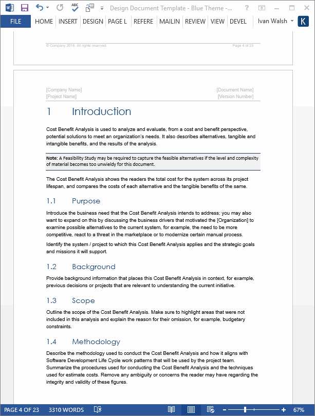 Design Document Template Software Development Templates Forms