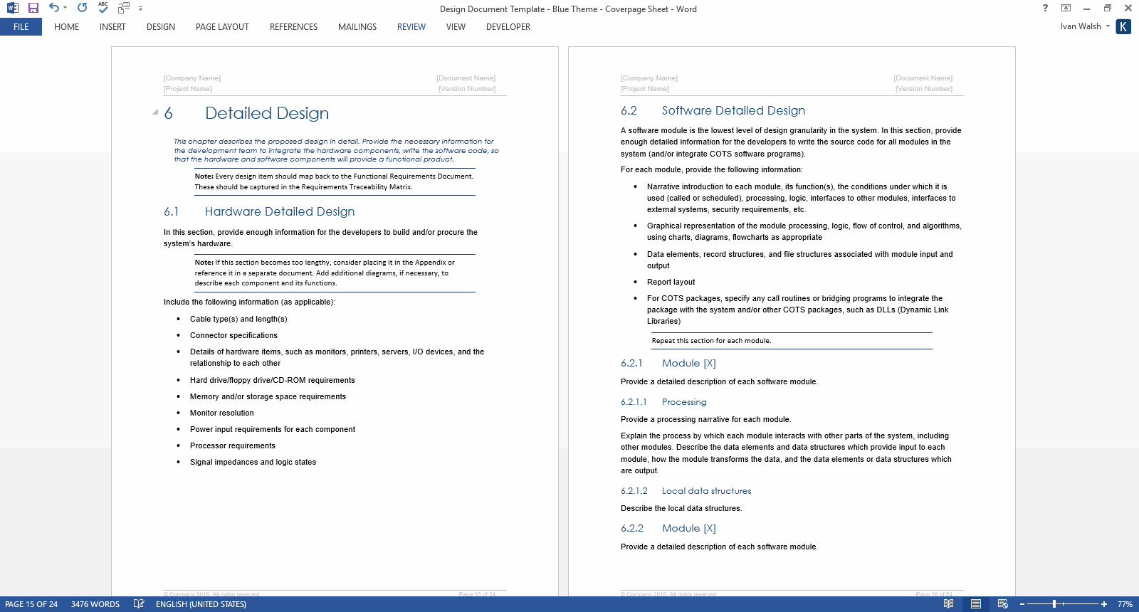 Design Document Template Software Development Templates Forms 