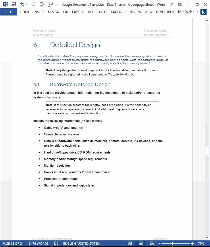 Design Document Templates MS WordExcel Data Dictionary Templates 