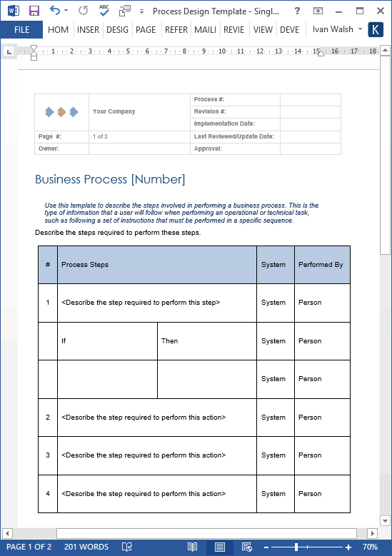 Business Process Design Templates MS Word Excel Visio