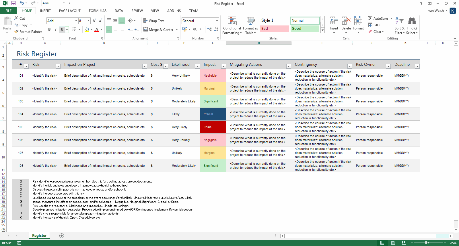 Risk Management Plan Template Software Development Templates Forms 