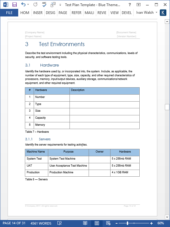 Test Plan Templates MS Word Excel Templates Forms Checklists For 