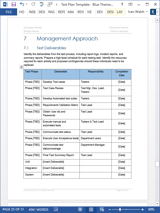 Test Plan Templates 29 Page MS Word 3 Excel Spreadsheets 