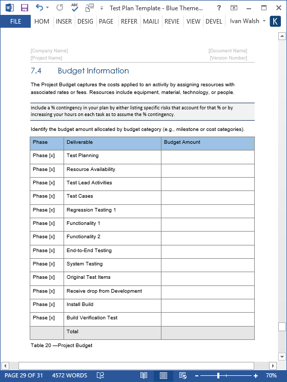 Test Plan Templates MS Word Excel Templates Forms Checklists For 