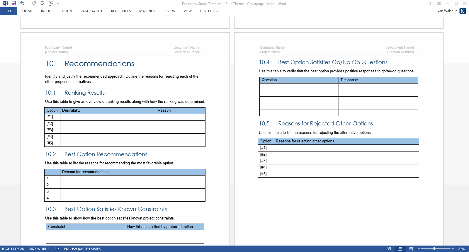 Feasibility Study Templates MS Word Templates Forms Checklists