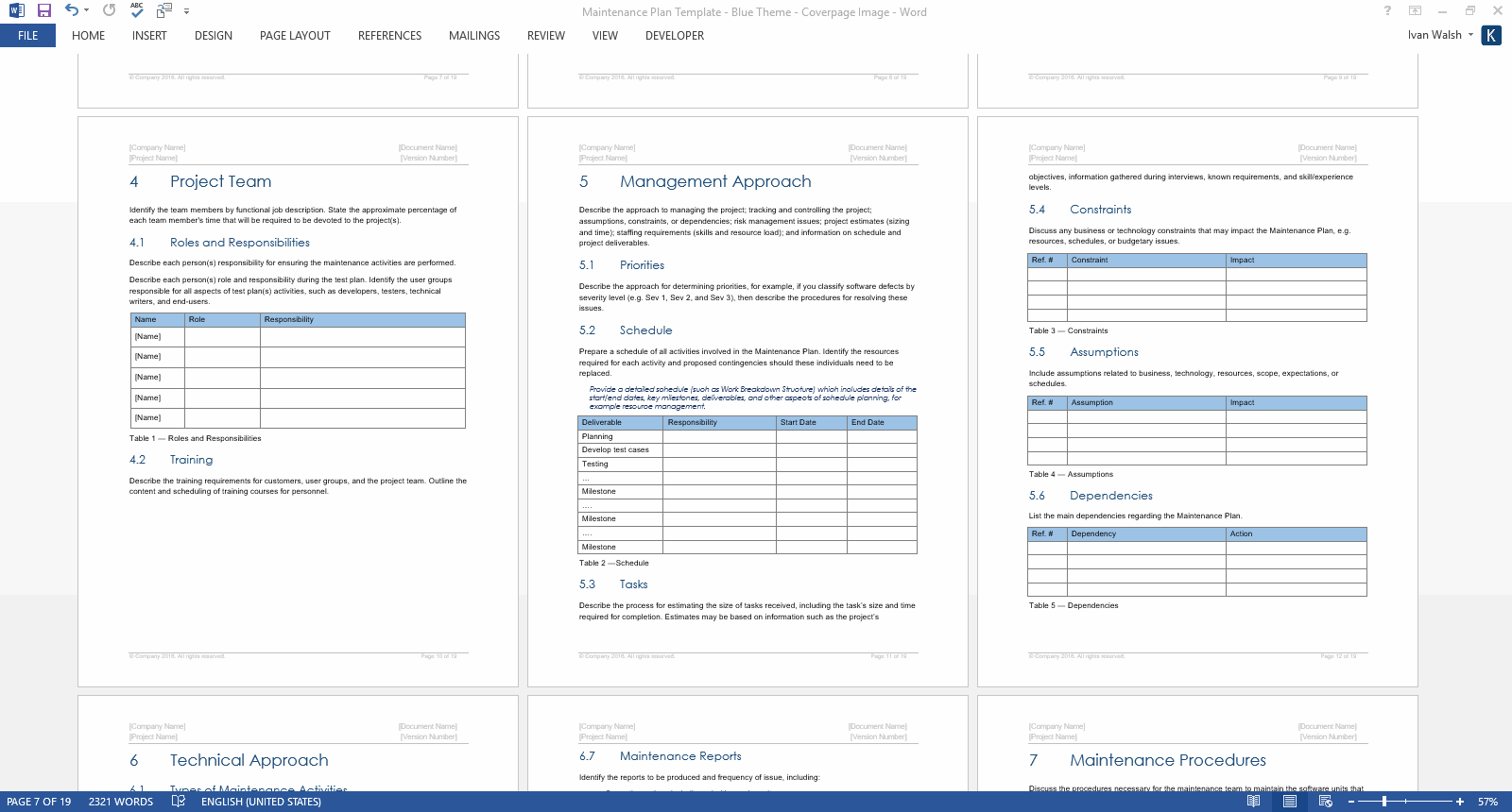 Maintenance Plan Template