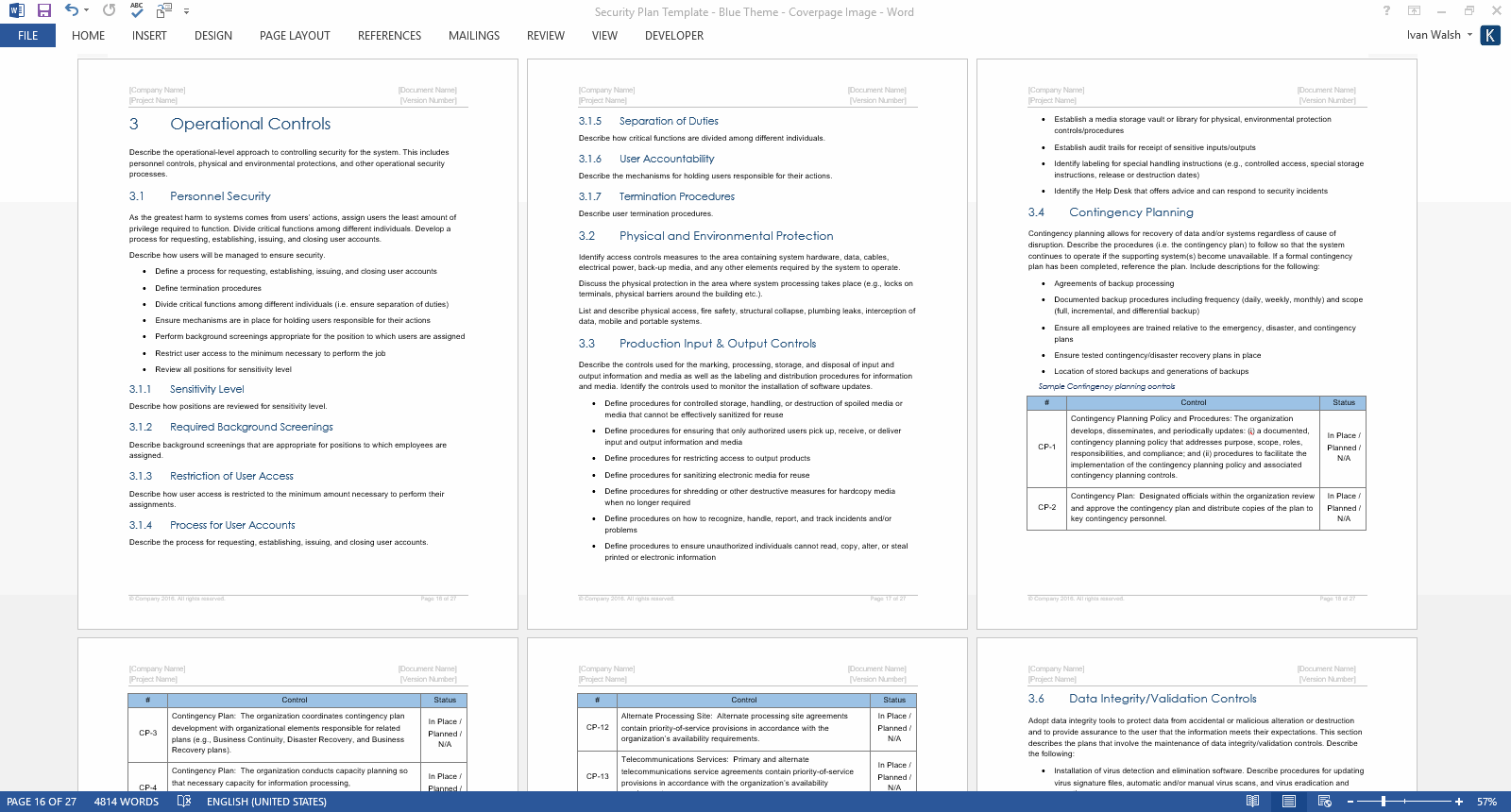 Security Plan Template MS Word Excel Templates Forms Checklists 