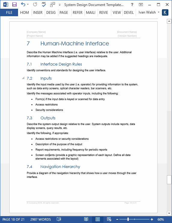 System Design Document Templates MS Word Excel Templates Forms 