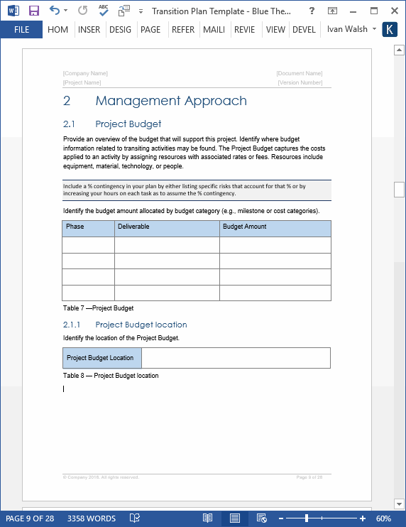 Transition Plan Template