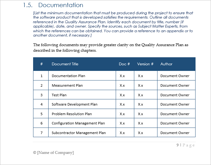Quality Assurance Plan Templates MS Word Excel Templates Forms