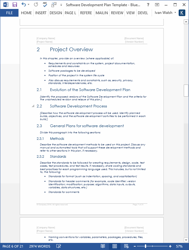 Software Development Plan Template MS Word Templates Forms 