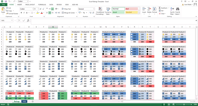 Excel Template Ratings Chart Templates Forms Checklists For MS 
