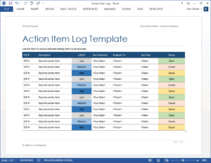Action Plan Template (Word) – MS Office Templates with AI prompts
