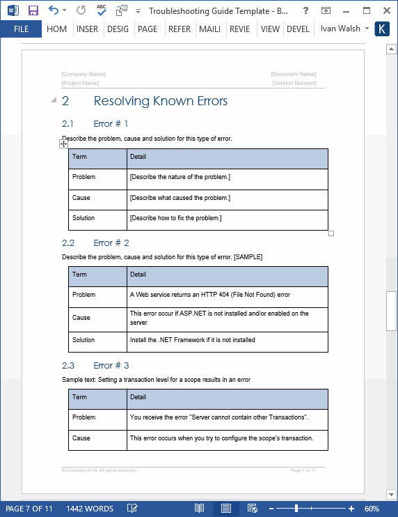 Troubleshooting Guide Template MS Word Templates Forms Checklists 