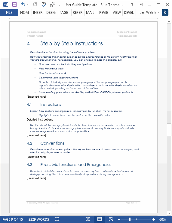 User Guide Templates My Software Templates