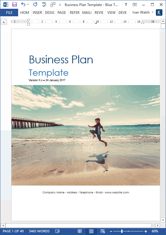 Business Plan Templates 40 Page MS Word 10 Free Excel Spreadsheets 