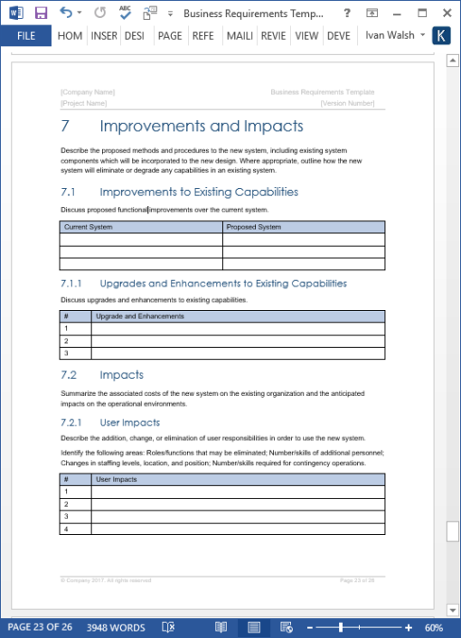 Business Requirements Specification Template (MS Word/Excel/Visio) – MS ...