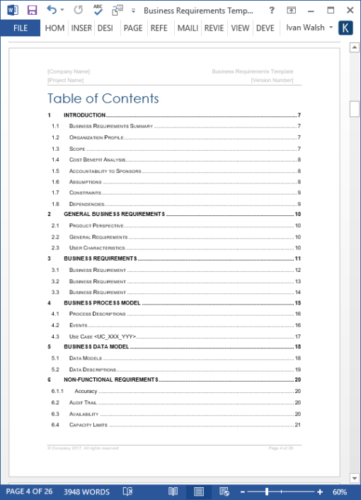 Business Requirements Specification Template (MS Word/Excel/Visio) – MS ...