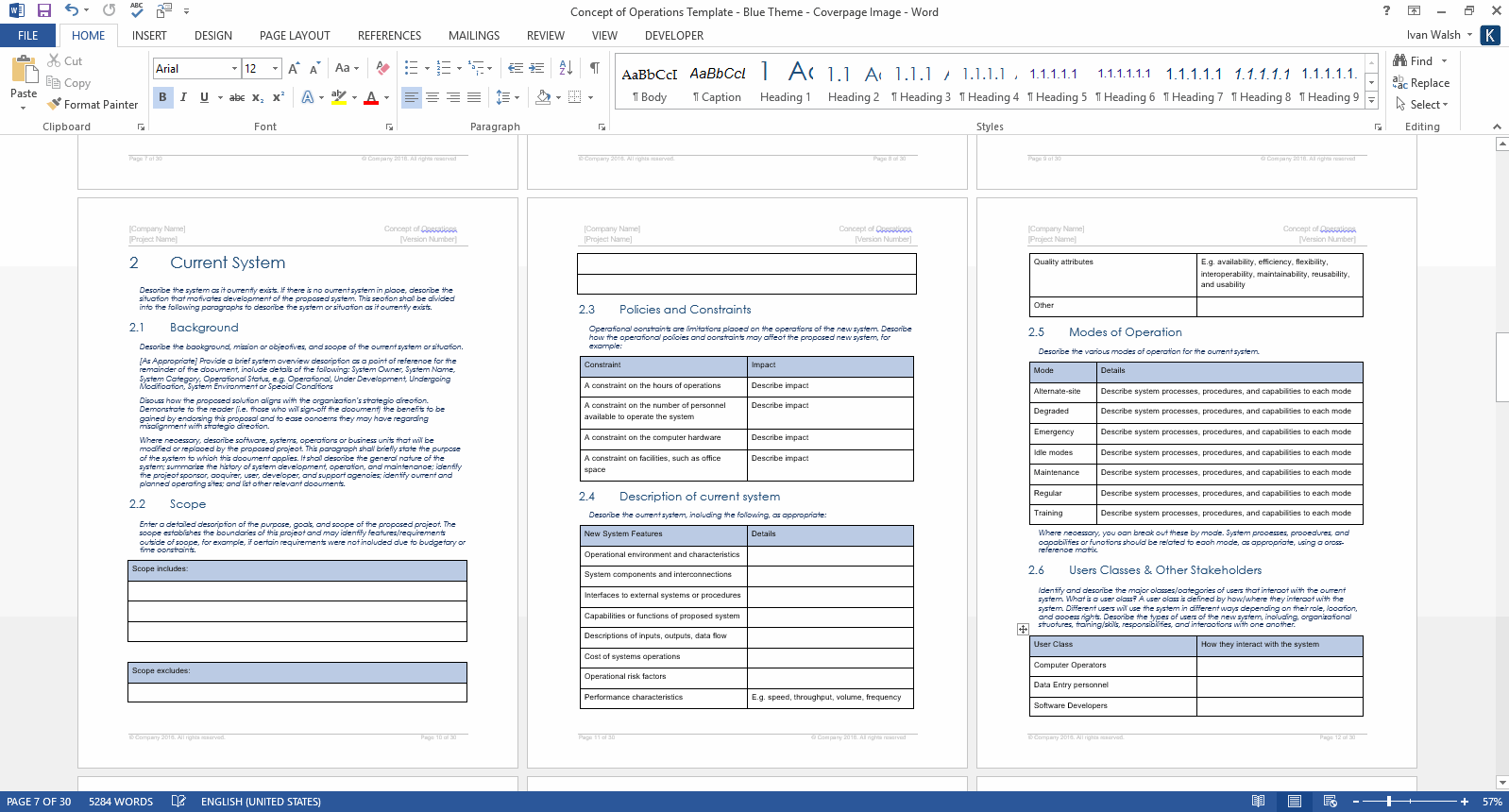 Concept Of Operations Template MS Word Templates Forms Checklists