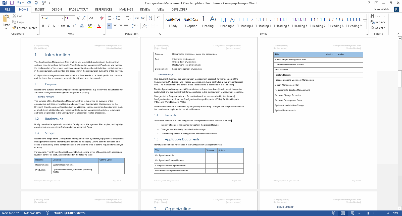 Configuration Management Plan Template MS Word Templates Forms Checklists For MS Office 