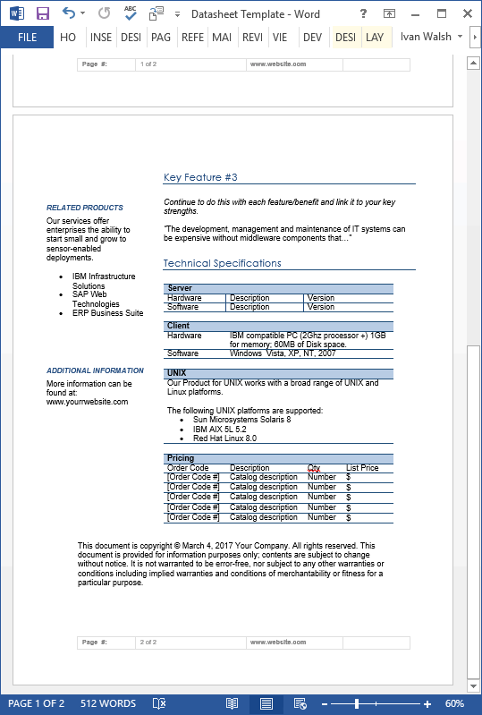 Datasheet Templates 2 X MS Word Templates Forms Checklists For MS 
