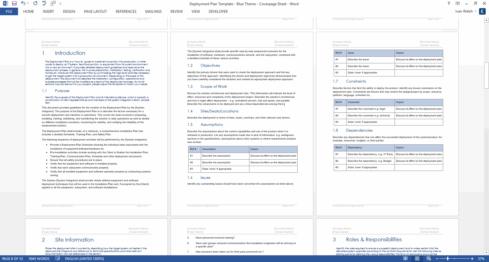 Deployment Plan Template MS Word Templates Forms Checklists For MS Office And Apple IWork