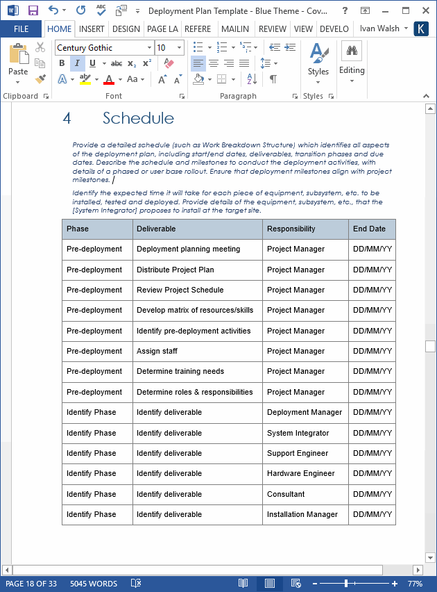 Deployment Plan Template MS Word Templates Forms Checklists For MS Office And Apple IWork