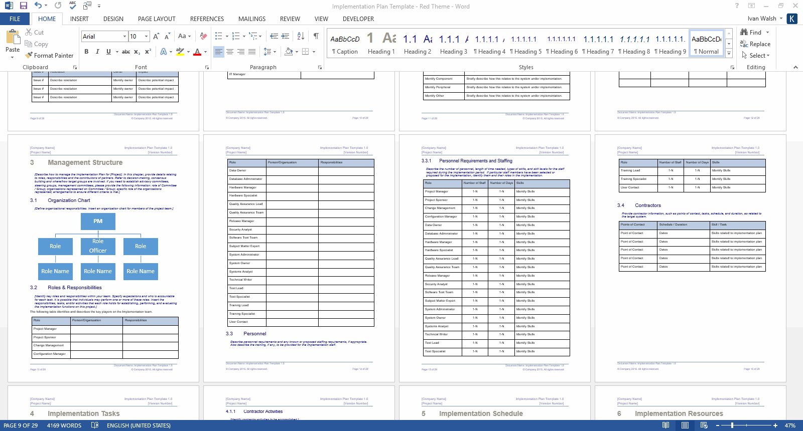 Implementation Plan Template MS Word Templates Forms Checklists 