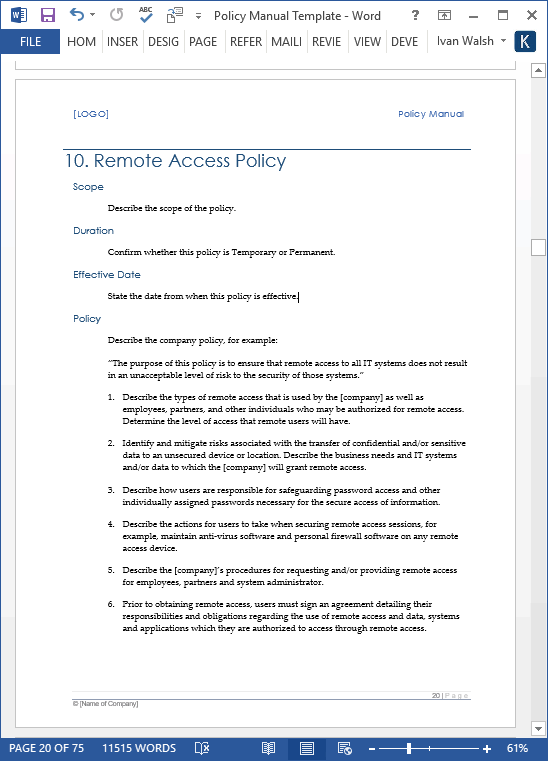 Policy And Procedures Manual Template My Software Templates