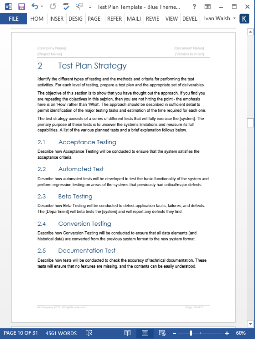 Test Plan Templates (MS Word/Excel) – Templates, Forms, Checklists for ...