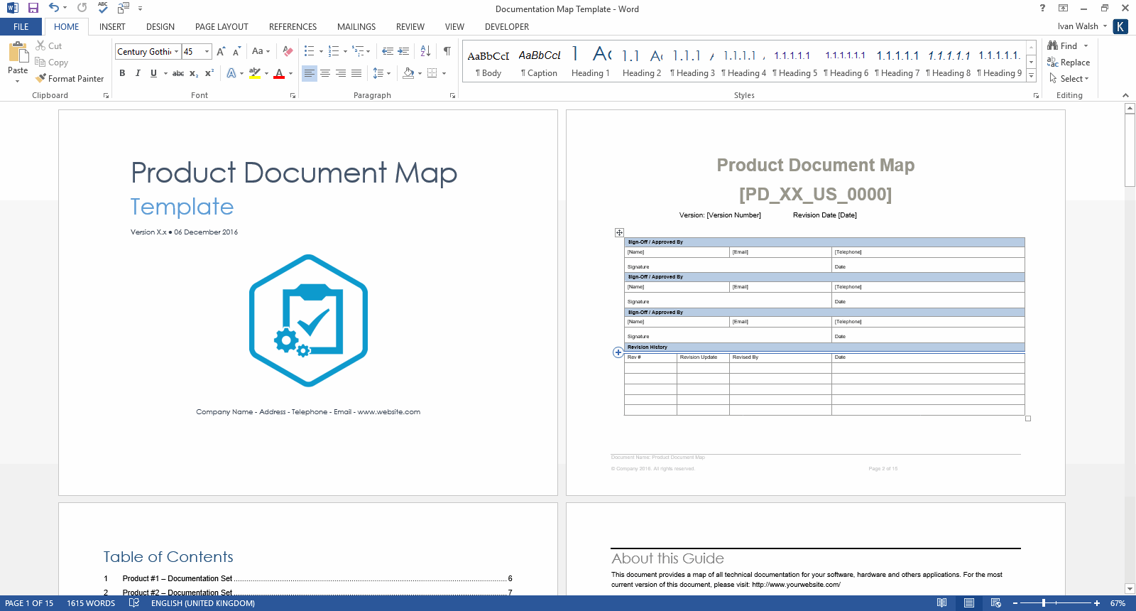 Product Document Map Template MS Word Templates Forms Checklists 