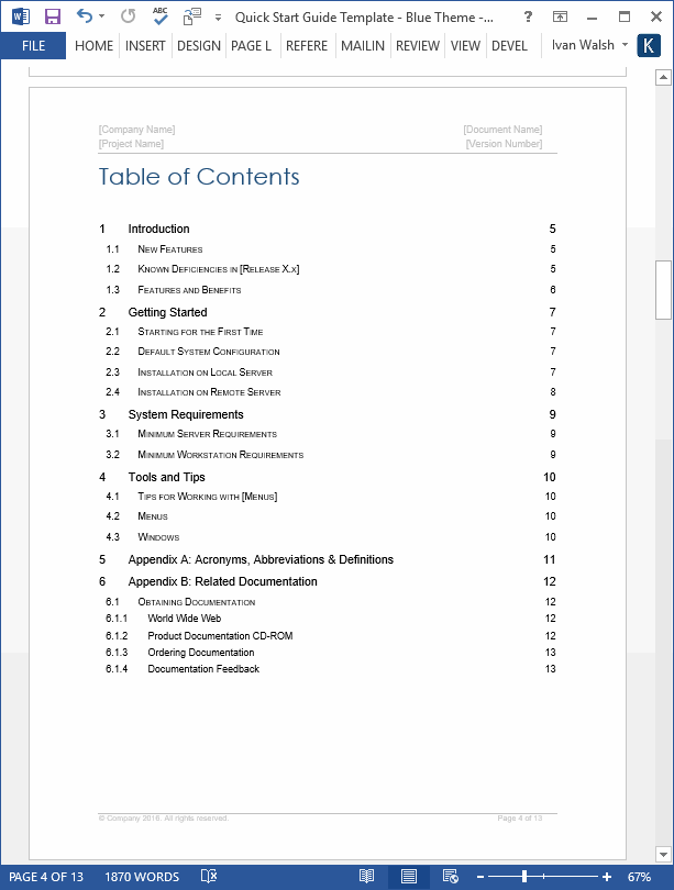 Quick Start Guide Template MS Word Templates Forms Checklists For