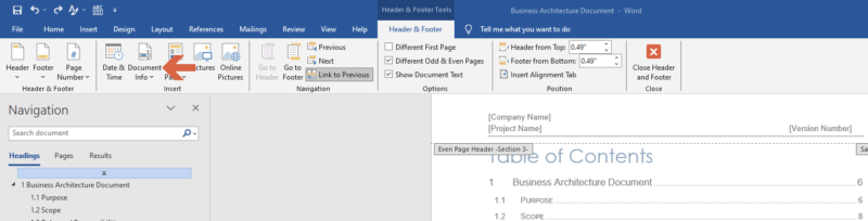 How to Insert the Document Name in MS Word Header/Footer (using ...