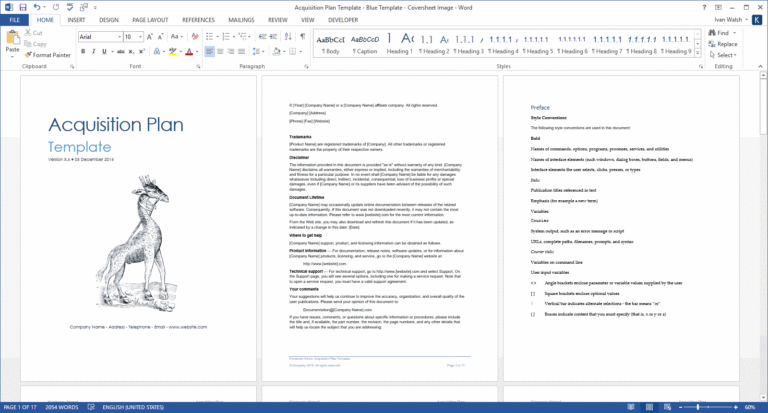 Acquisition Plan Template (MS Office) – MS Office Templates with AI prompts