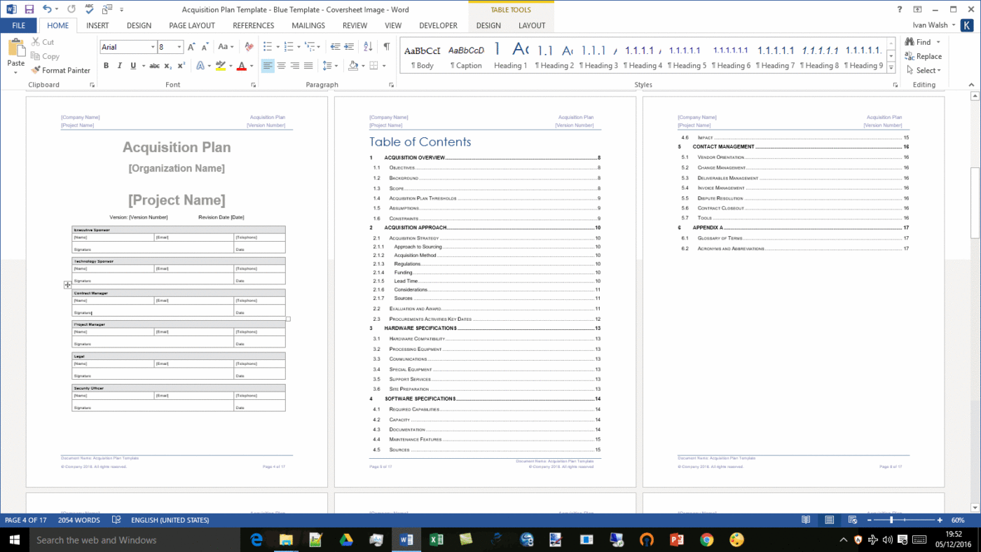 Acquisition Plan Template (MS Office) – MS Office Templates with AI prompts