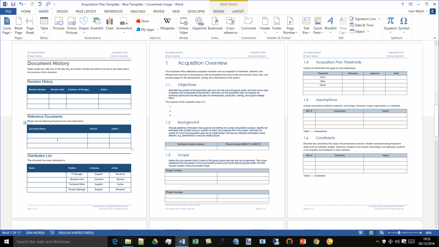 Acquisition Plan Template (MS Office) – MS Office Templates with AI prompts