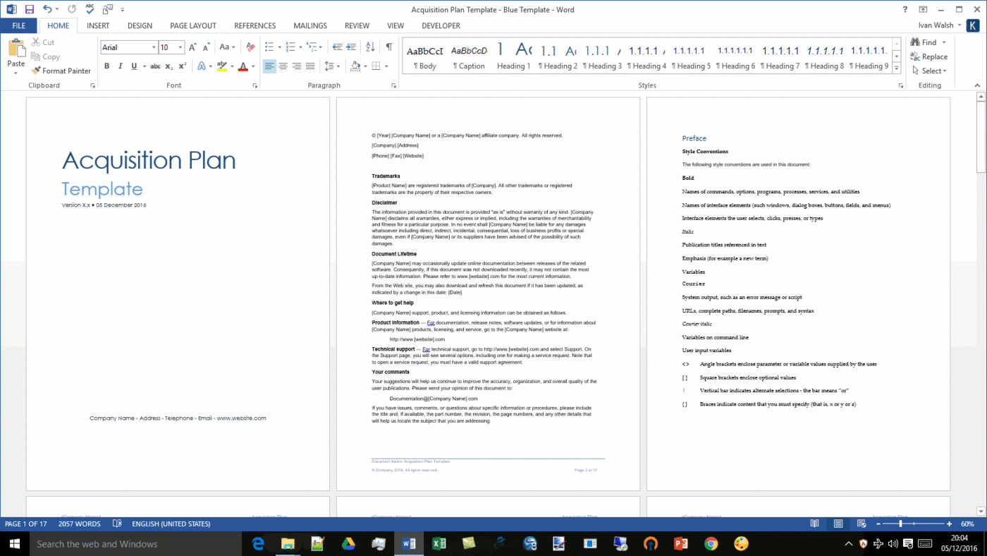 Acquisition Plan Template (MS Office) – MS Office Templates with AI prompts