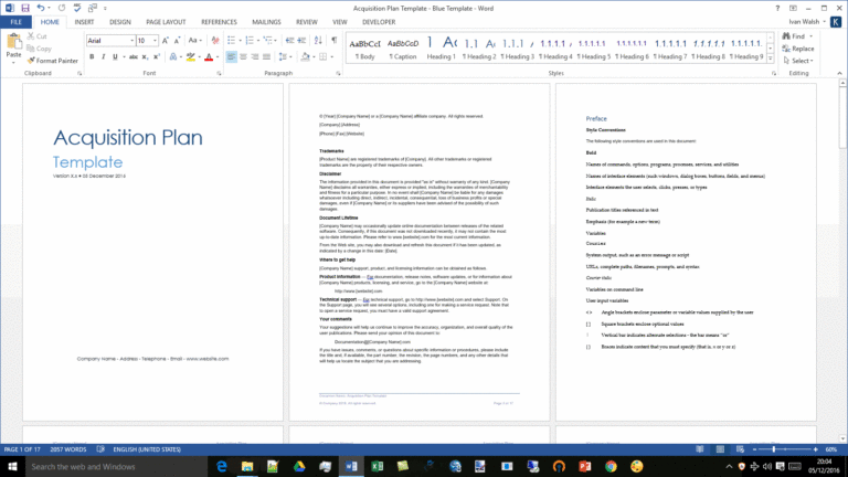 Acquisition Plan Template (MS Office) – MS Office Templates with AI prompts