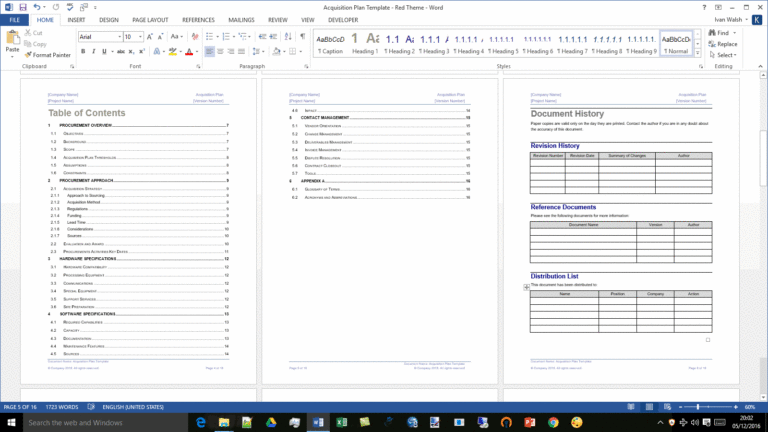 Acquisition Plan Template (MS Office) – MS Office Templates with AI prompts