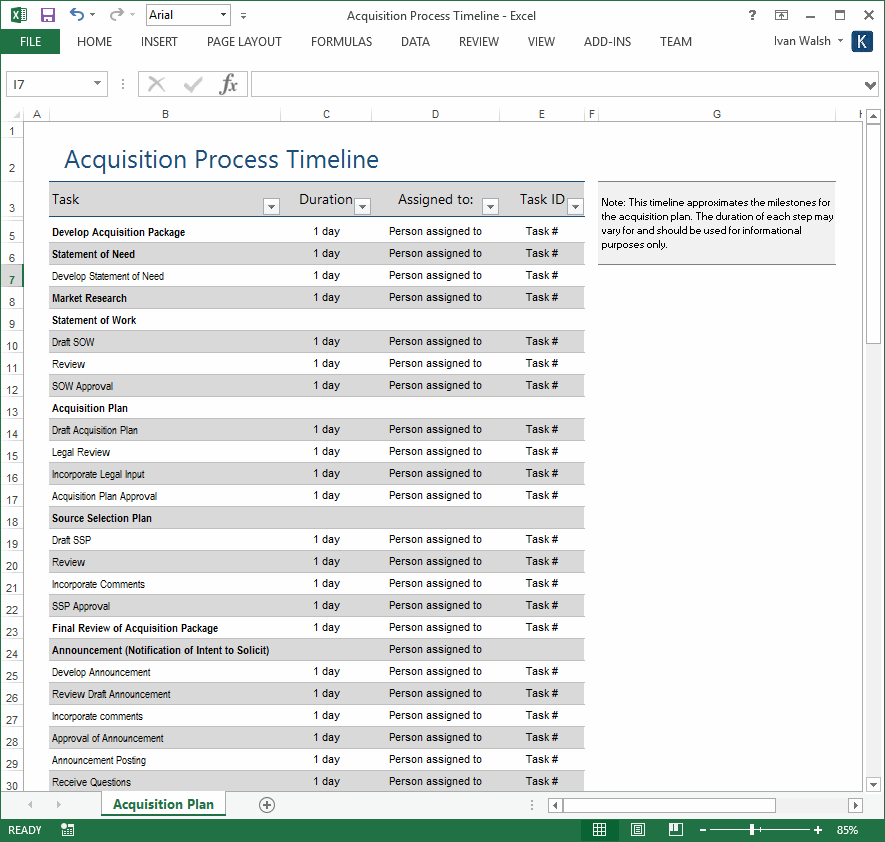 Acquisition Plan Template MS Office Templates Forms Checklists 