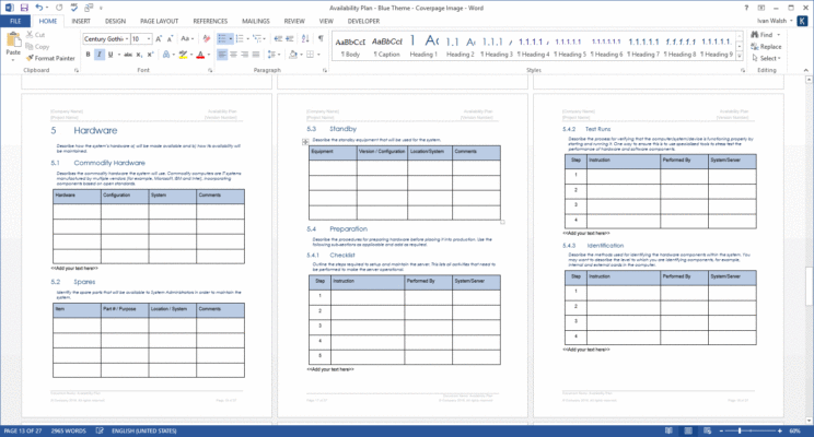 Availability Plan Template (MS Office) – MS Office Templates with AI ...