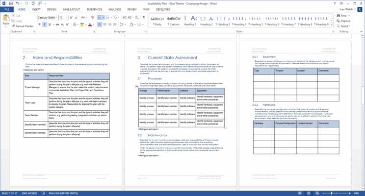Availability Plan Template (MS Office) – MS Office Templates with AI ...