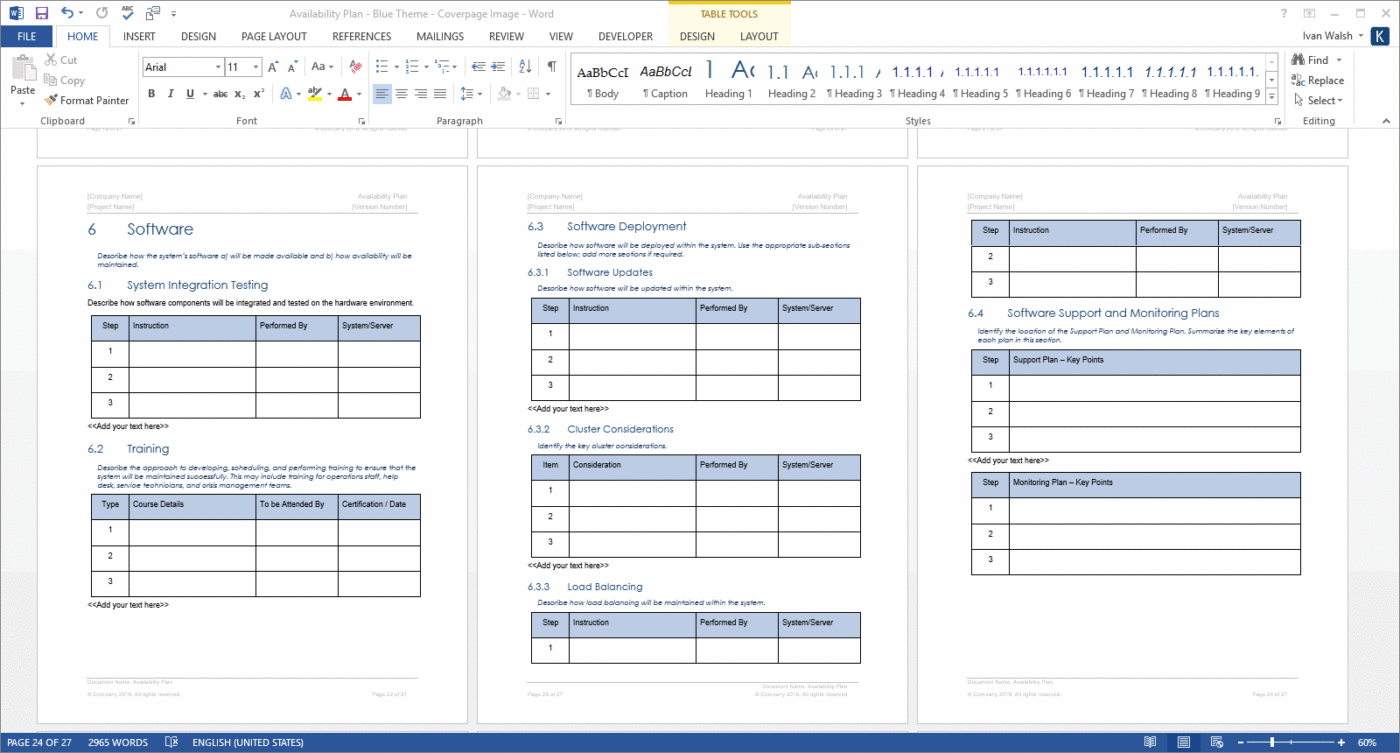 Availability Plan Template (MS Office) – MS Office Templates with AI ...