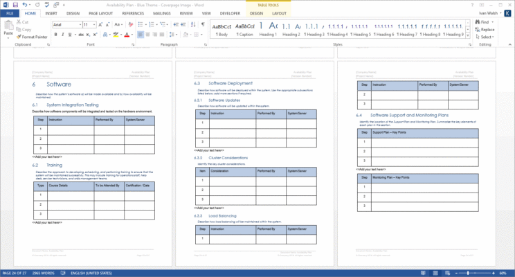 Availability Plan Template (MS Office) – MS Office Templates with AI ...