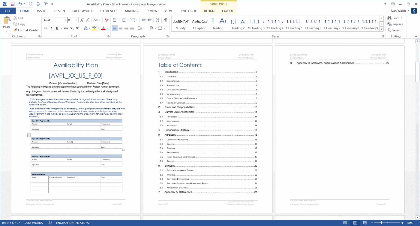 Availability Plan Template (MS Office) – MS Office Templates with AI ...