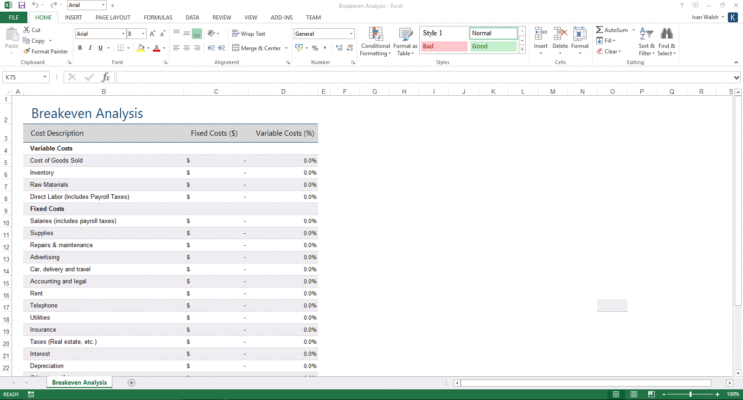 Business Plan Template (MS Office) – MS Office Templates with AI prompts